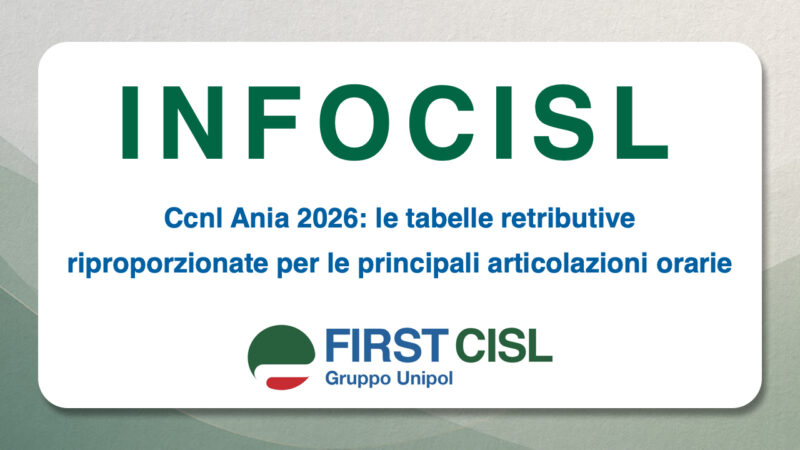 InfoCisl, Ccnl Ania 2026: le tabelle retributive full-time e part-time ...