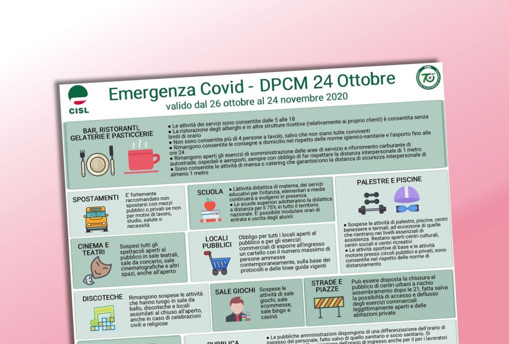 Coronavirus, Dpcm 24 ottobre, il volantino della Cisl – FIRST CISL