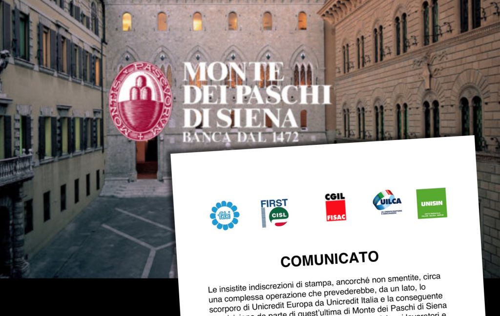 Monte dei Paschi di Siena, comunicato unitario – FIRST CISL